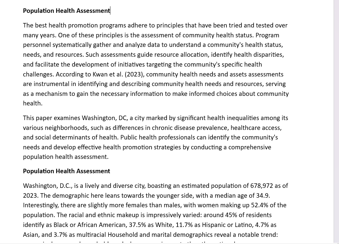 NR518 Assignment Week 3: Population Health Assessment - Nursing ...